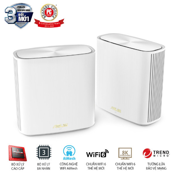 Bộ phát wifi 6 Asus ZenWiFi XD6 2-Pack Trắng Chuẩn AX